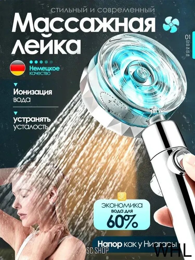 Лейка для душа с вентилятором и фильтром экономичная