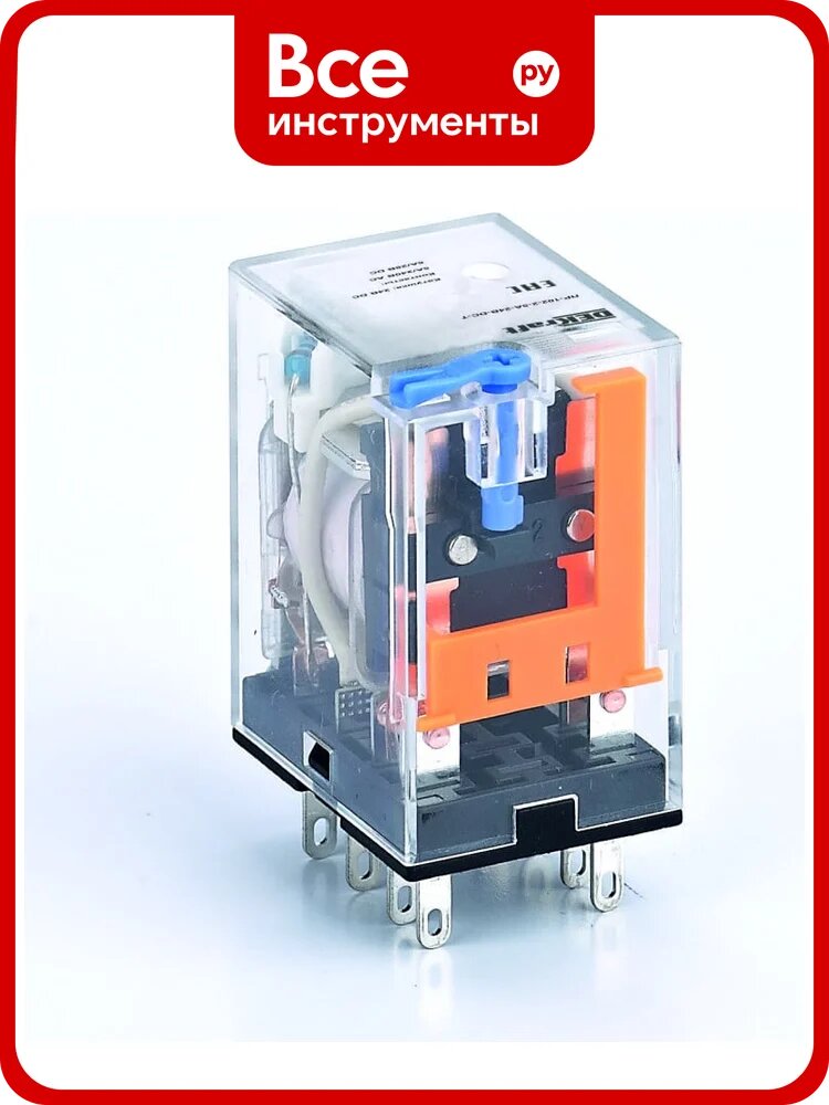 Промежуточное реле Dekraft ПР-102, 2 конт, LED, TEST функция, 5 А, 220 В, тип DC 23849DEK