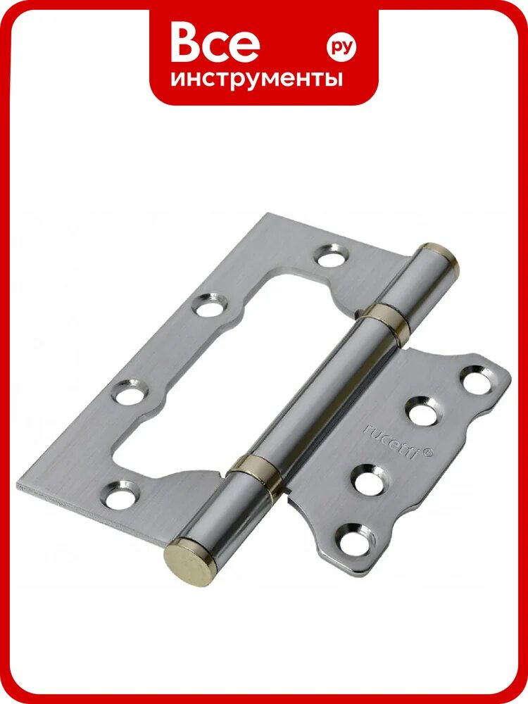 Петля накладная без врезки для межкомнатных дверей Rucetti RFHN-100*75*2,5 SC, цвет-матовый хром 9016530, сталь