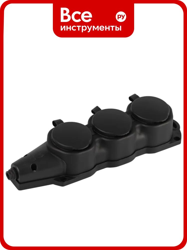 Колодка ЭРА KX3eBIP44 каучуковая с заземлением 3 розетки 16A IP44 черная Б0068453