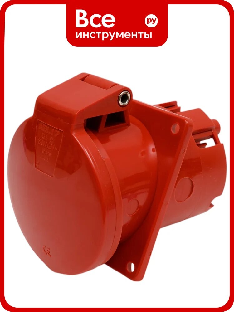 Фланцевая розетка ABL 5P 63А 400V, IP67, 100x100 MM F53S357, поликарбонатный корпус, скрытая установка, красный цвет
