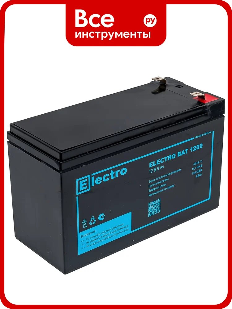 Аккумулятор Electro Bat 1209, работы в системах прямая полярность технология