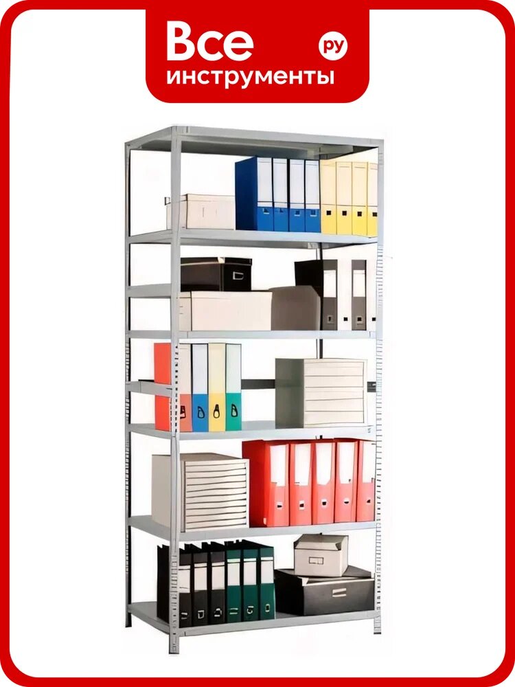Стеллаж практик MS 220/100х60/6 S24199176602, металлический стационарный напольный с порошковым покрытием, серый