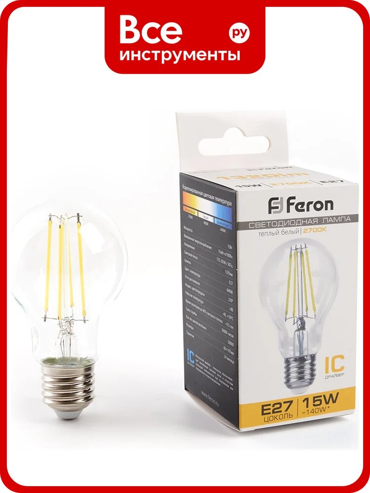 Cветодиодная лампа FERON lb-615 e27 15w 2700k, 38241