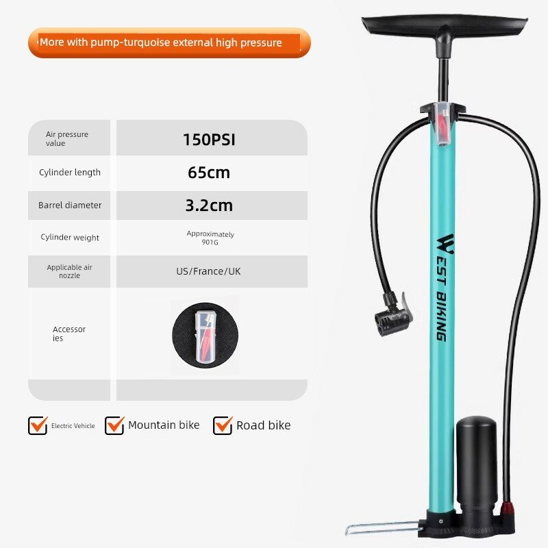 Насос 150PSI высокого давления для велосипедов с встроенным насосом и многофункциональным ниппелем