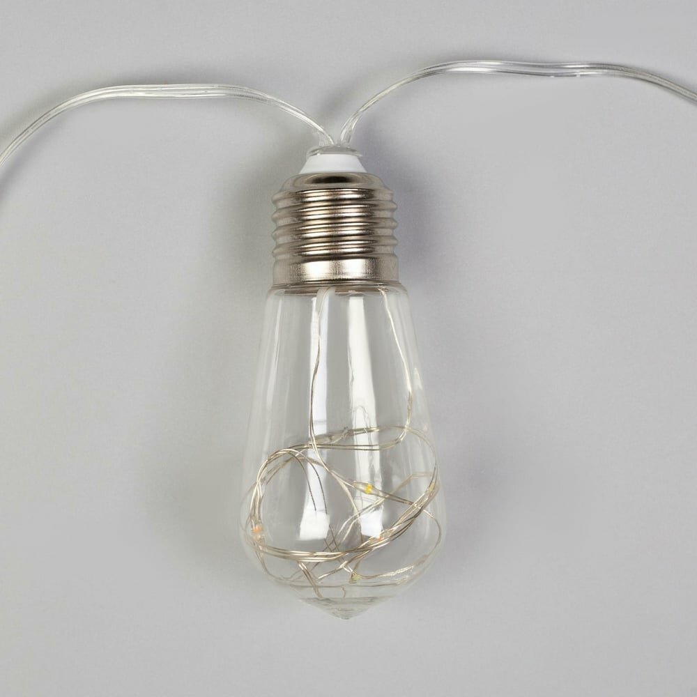 Нить Luazon ROSA 3 м, с насадками Лампа 8 см, IP20, Н. С. LED-80-12V, 8 режимов, белый 6929847 — фото 1