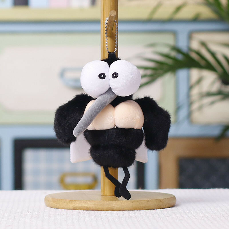 Plush toy entertaining muscle mosquito chareyring cute accessory for gifts and decor, black