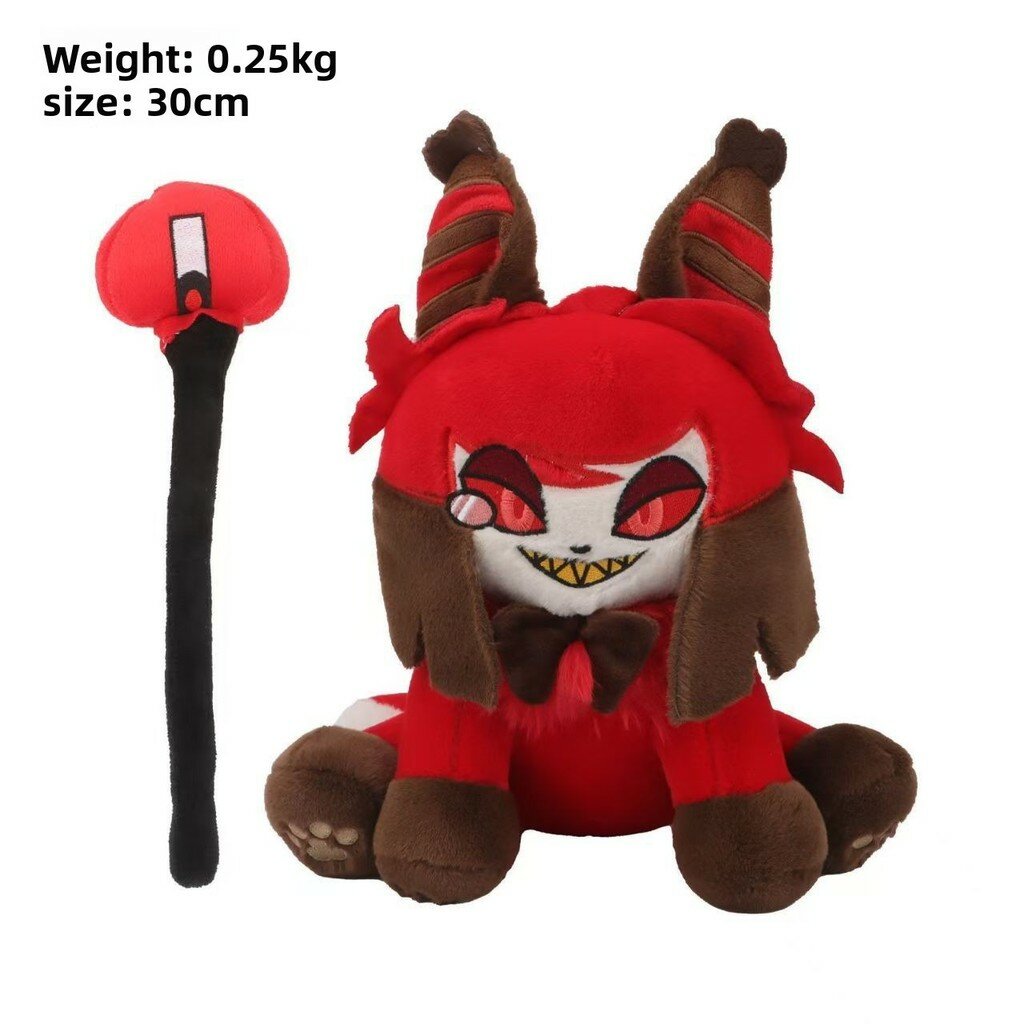 Hotel figurine plush toys with pp cotton for collectors and kids play hell cat red