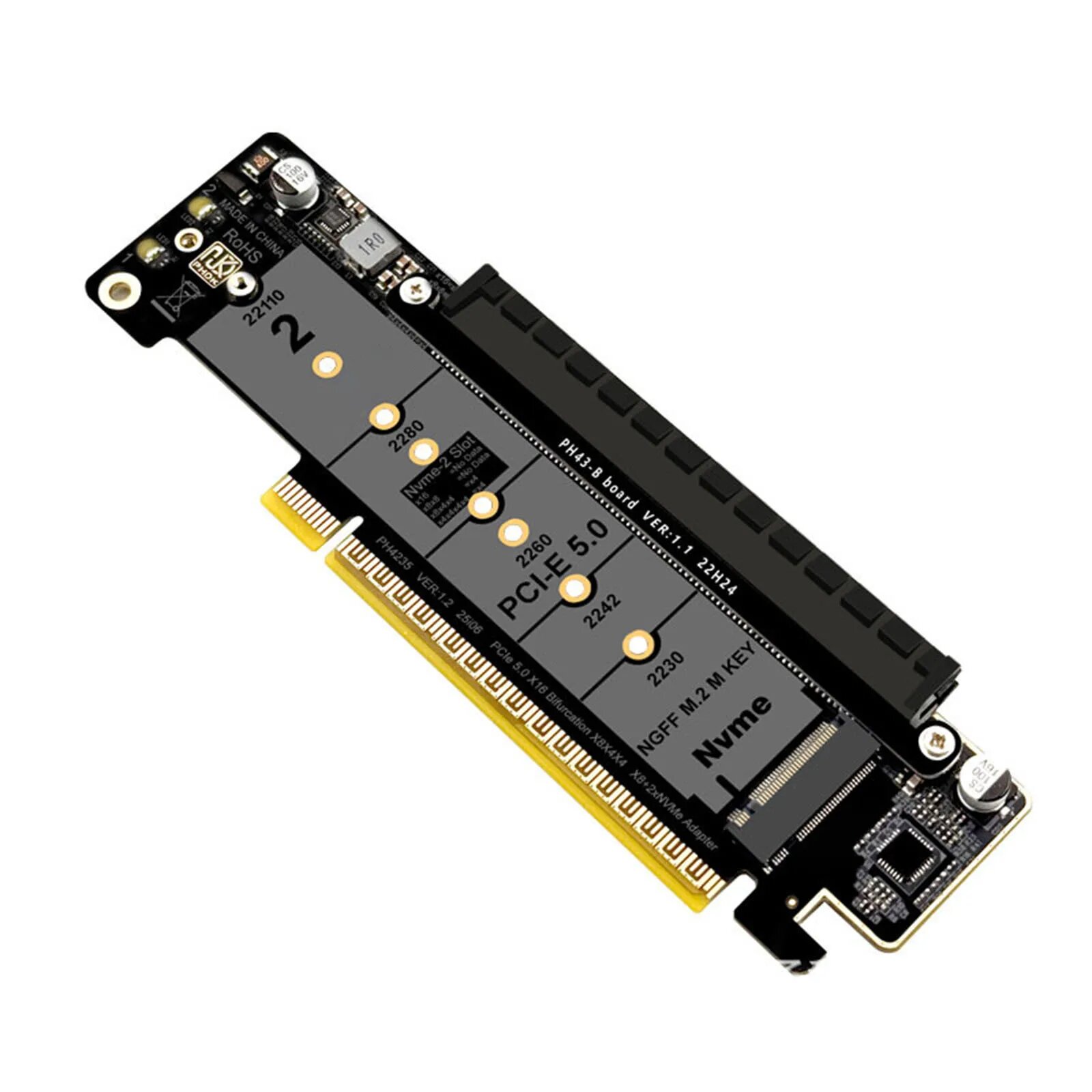 Карта расширения PH4235 PCIe5.0 с функцией разделения полос пропускания, адаптер для портов M.2 NVMe, совместимый с Windows и Linux