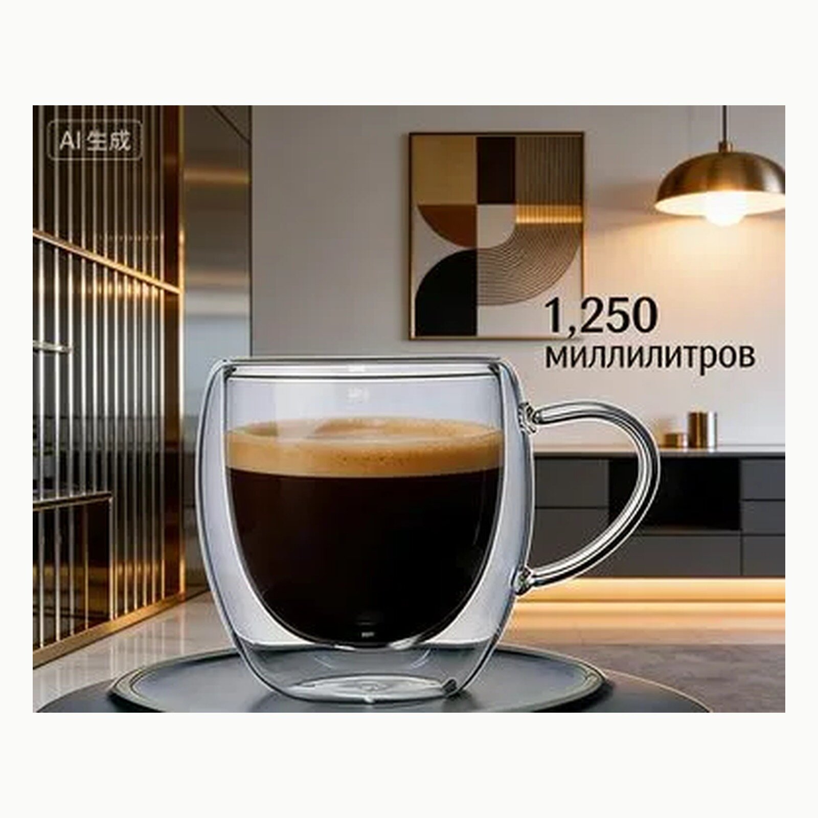 Набор кружек "Unifico "из боросиликатного стекла, 250 мл, 2 шт, для горячих напитков