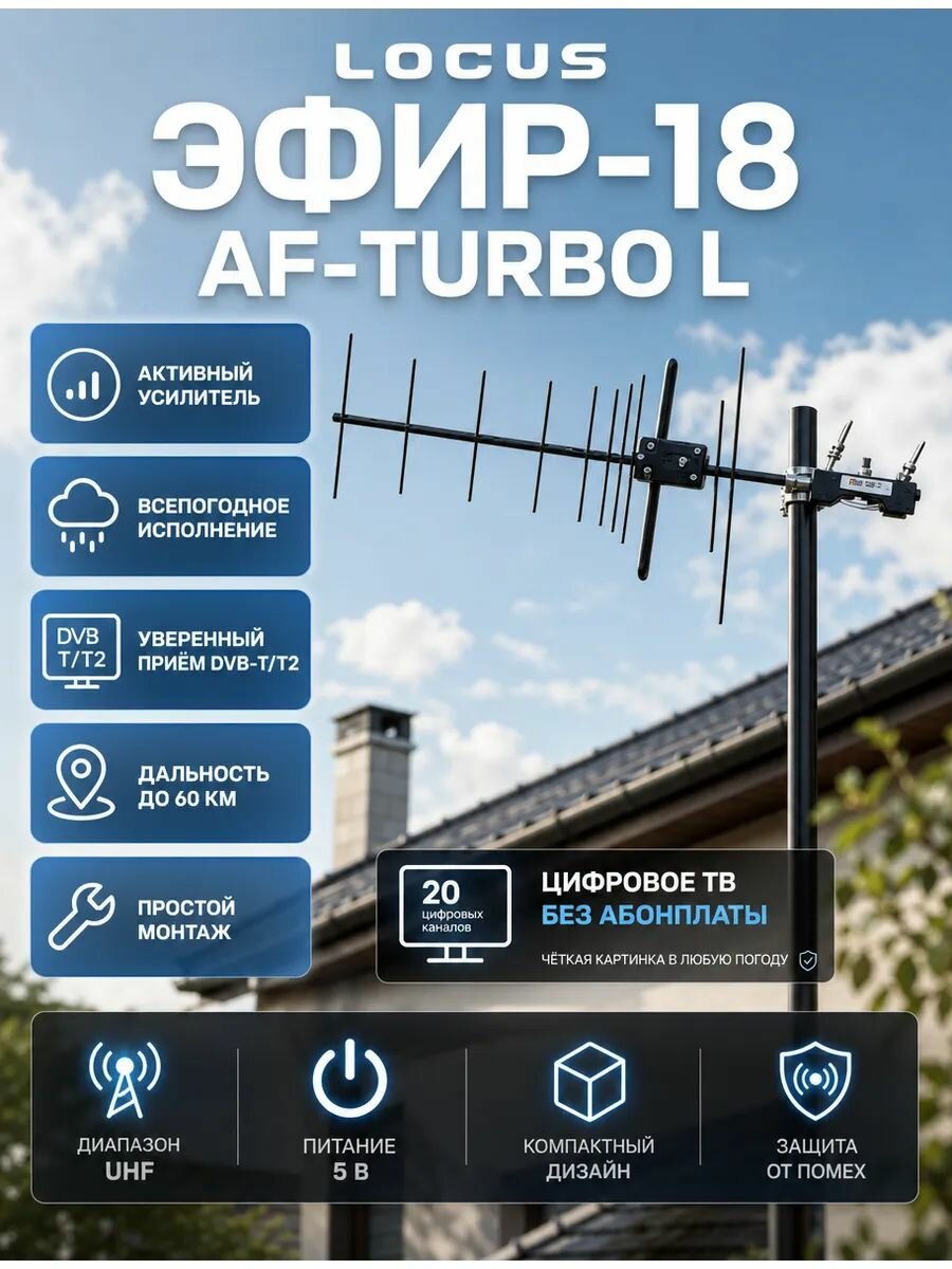 Антенна уличная LOCUS Эфир 18 AF TURBO L 035.18DFT активная