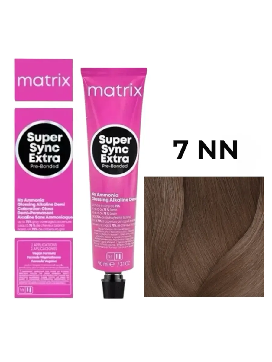 Краска для волос Matrix Super Sync Pre-Bonded, Деми-перманентный краситель для волос, 7NN