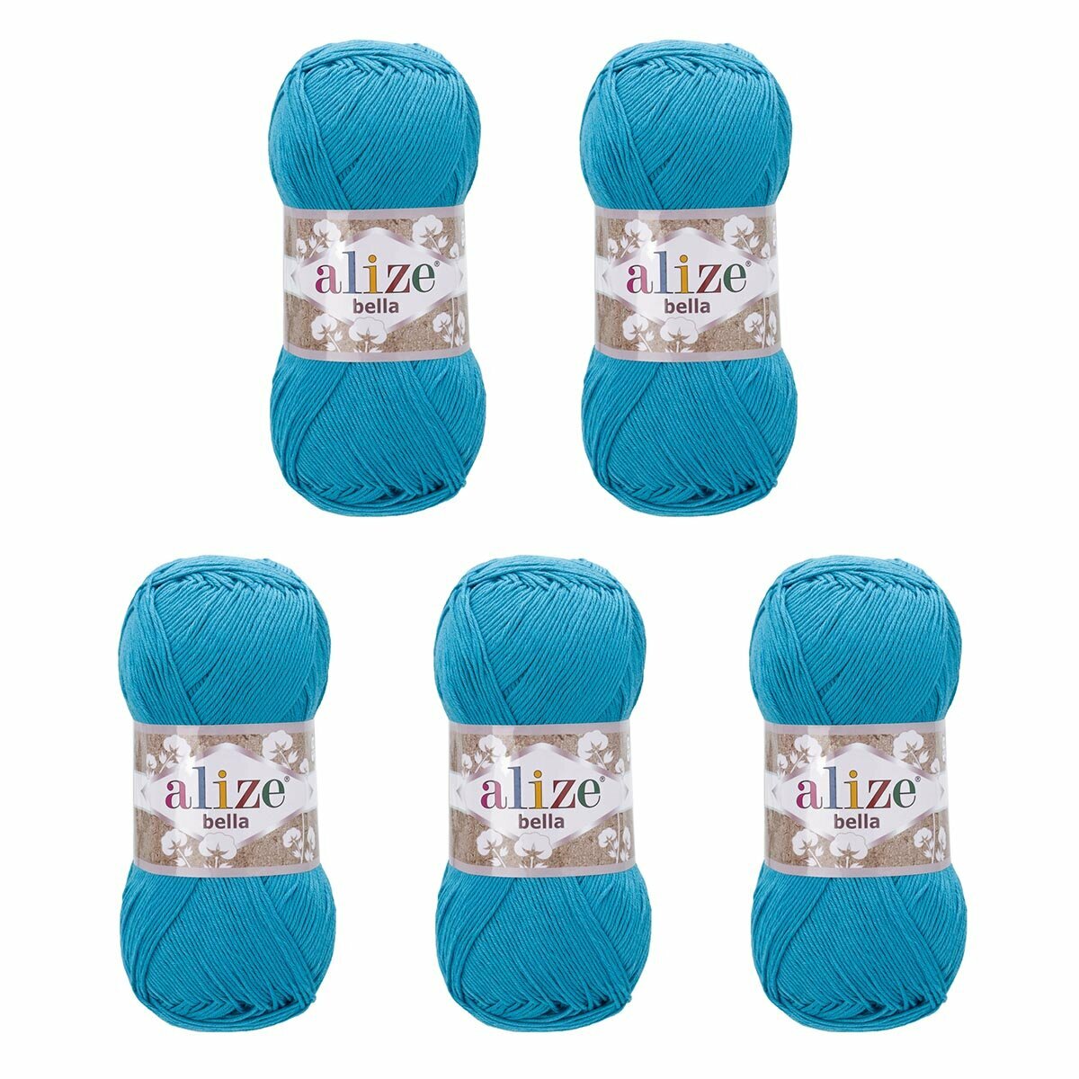 Пряжа для вязания хлопковая ALIZE 'Bella 100' 100гр. 360м. (100% хлопок) (245 бирюзово-голубой), 5 мотков