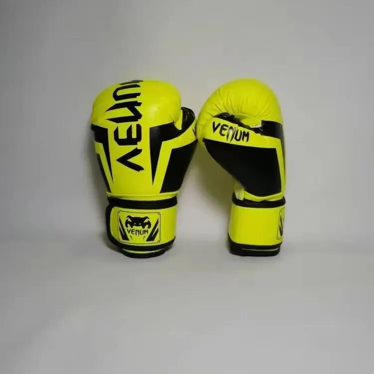 Перчатки боксерские Venum, полиуретан, липучка, вес 6 oz, размер XS/XL, желтый/черный