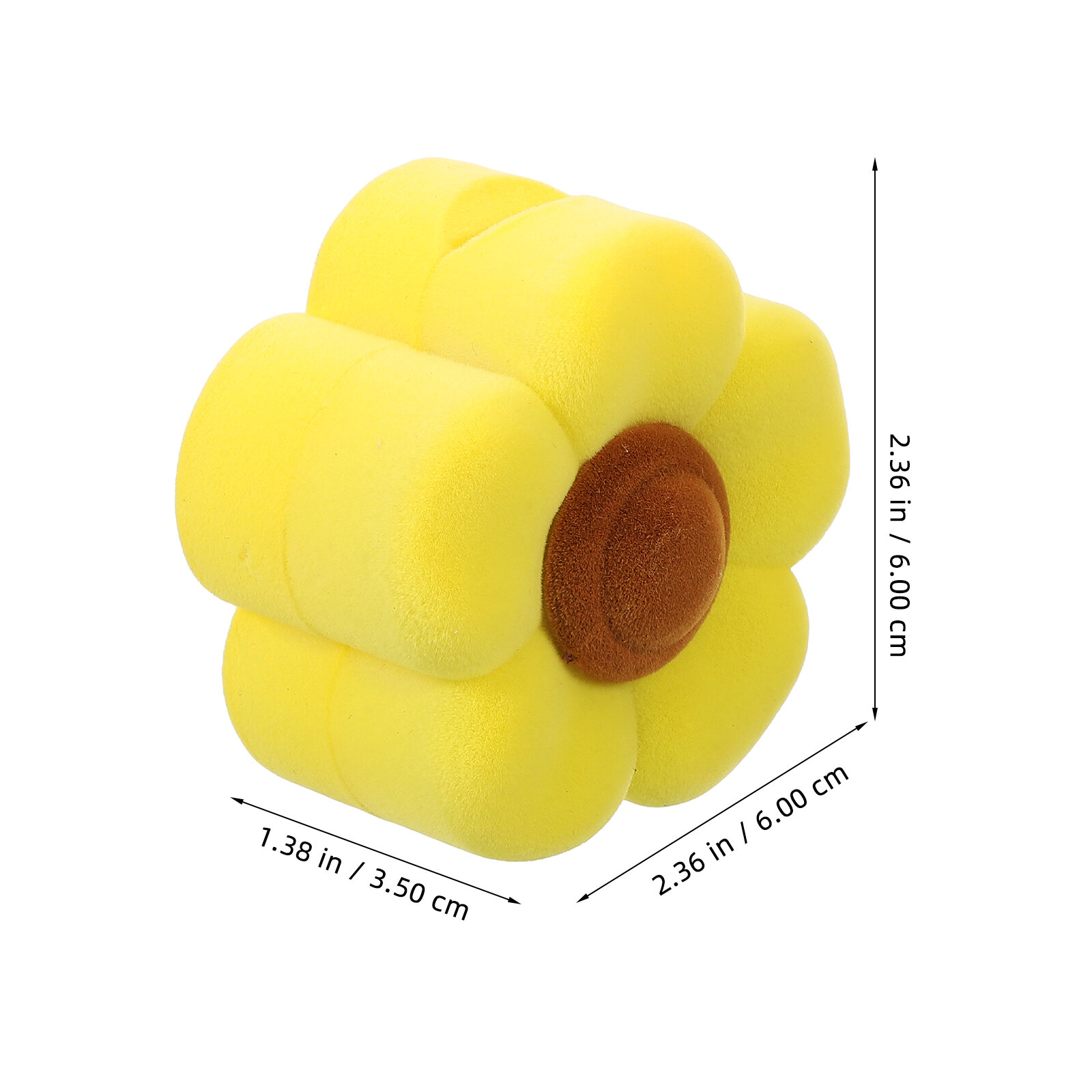 Коробочка Для Колец Свадебная В Forme Цветка Из Велюра Жёлтого Цвета 6.00X6.00X3.50Cm