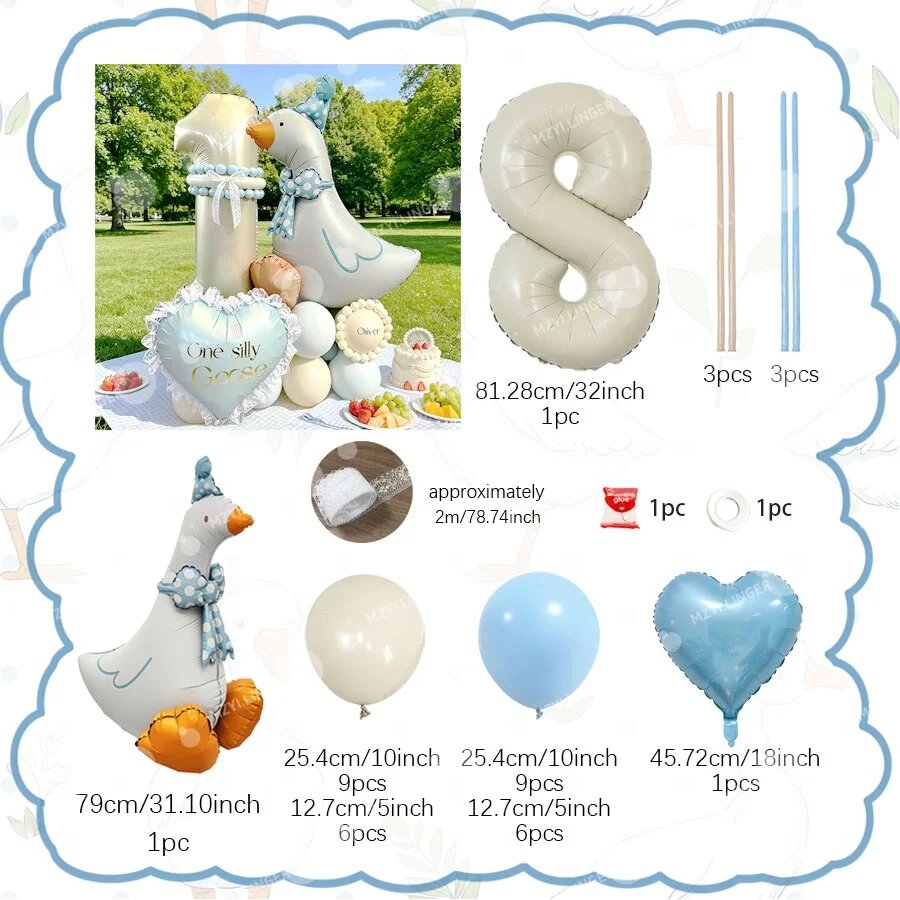 Цифровой фольгированный шар «Милый гусь» Globos Number 8
