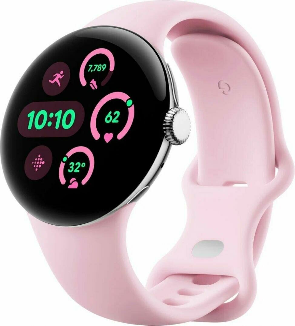 Google Pixel Watch 3, 41mm, Wi-Fi, Polished Silver With Rose Band