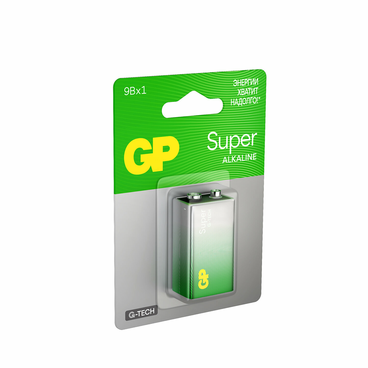 Упаковка 4 шт. Батарейка 1 шт, GP Super G-Tech, Крона (6LR61, 6LF22, 1604A), алкалиновая, блистер, 1604A-5CR1, 1604A-BC1