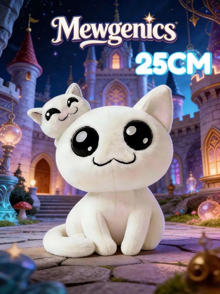 Плюшевая игрушка Mewgenic из полипропилена, аксессуар белого, кремового и тёмно-коричневого цвета