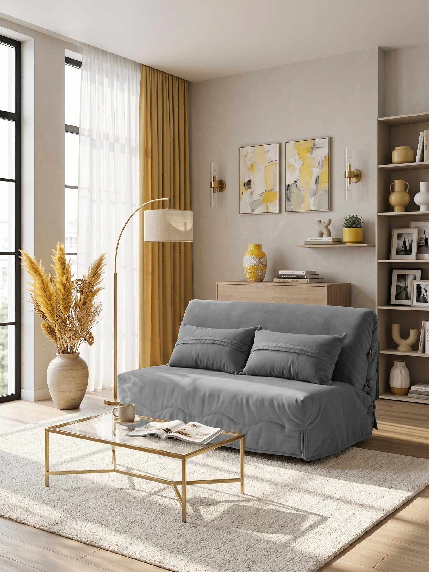 Диван Весна Лайт Velutto 52 FM 160x115x95 см, серый Велютто, аккордеон Фиеста