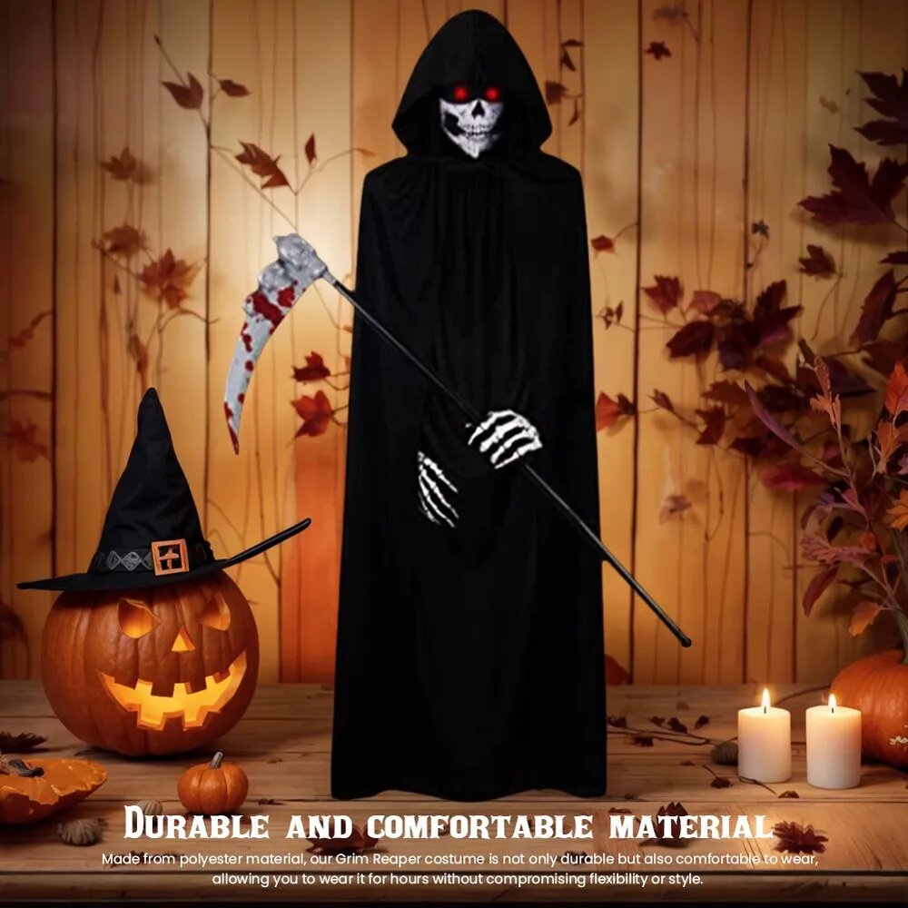 Остюм для мальчика на Хэллоуин Grim Reaper костюм для косплея наряд для взрослых плащ Grim Reaper