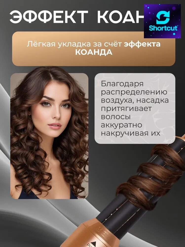 Стайлер, фен-стайлер для укладки волос с автоматической завивкой и насадками для создания локонов — фото 1