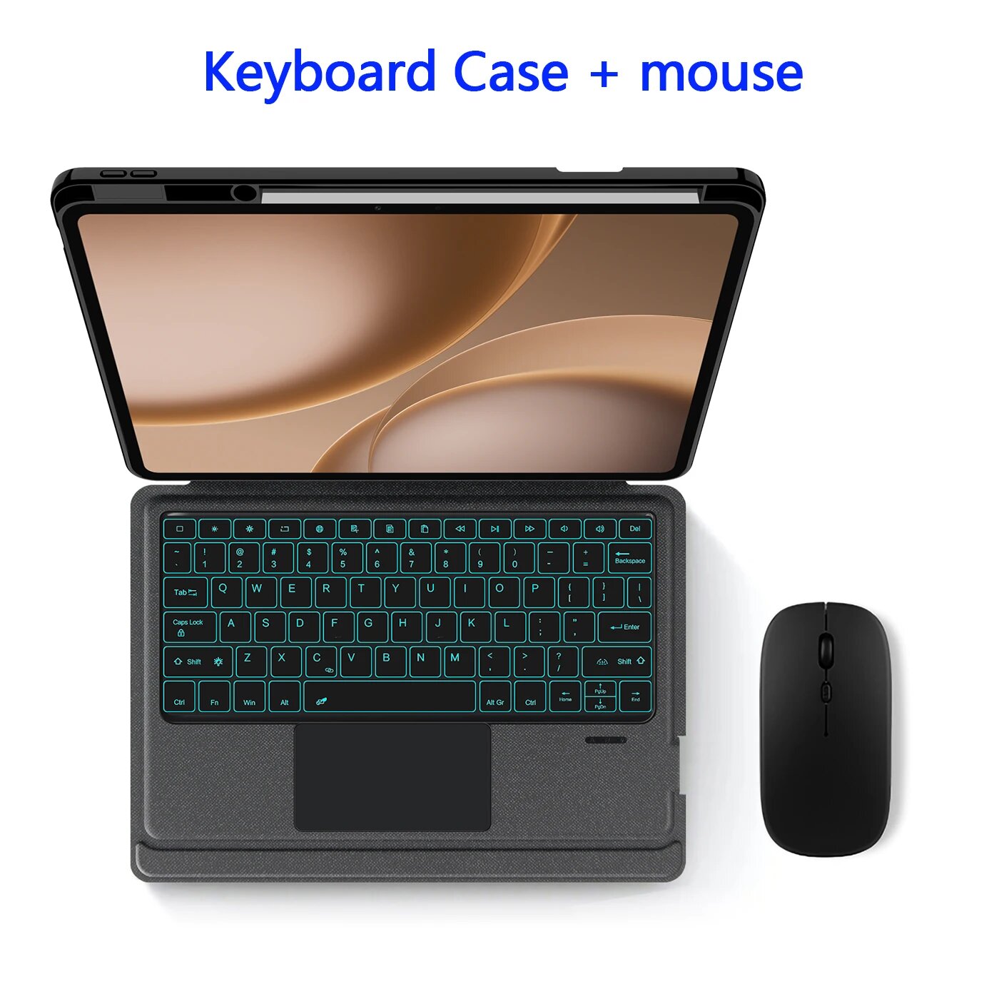 Чехол-клавиатура HUWEI для OPPO Pad 5 Черный, OPPO Pad 4 Pro 13.2, Black add mouse, English-Russian