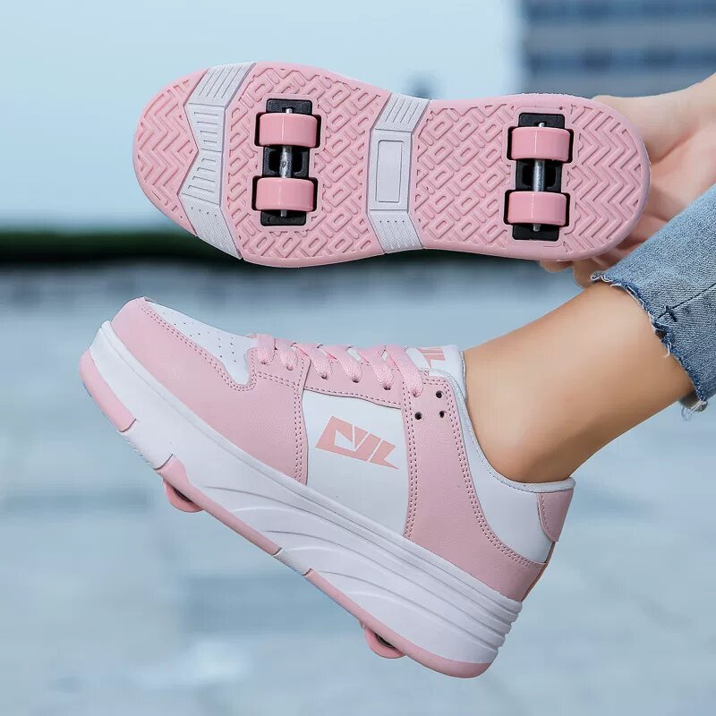 Heelys маленькие четырехколесные кроссовки для детей, розово-белые, размер 37