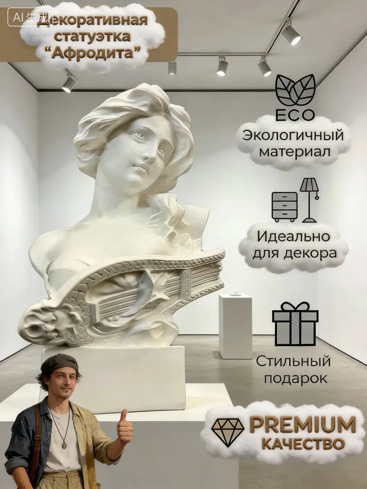 Фигурка декоративная белый матовый Красивый цвет X489, высота 16 см, длина 16 см