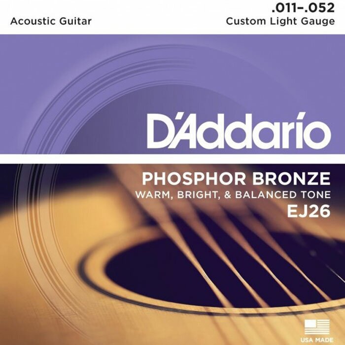D'Addario EJ26 EJ26-011*052 струны для акустической гитары фосфорная бронза акустическая гитара струны 11-52 пользовательский свет