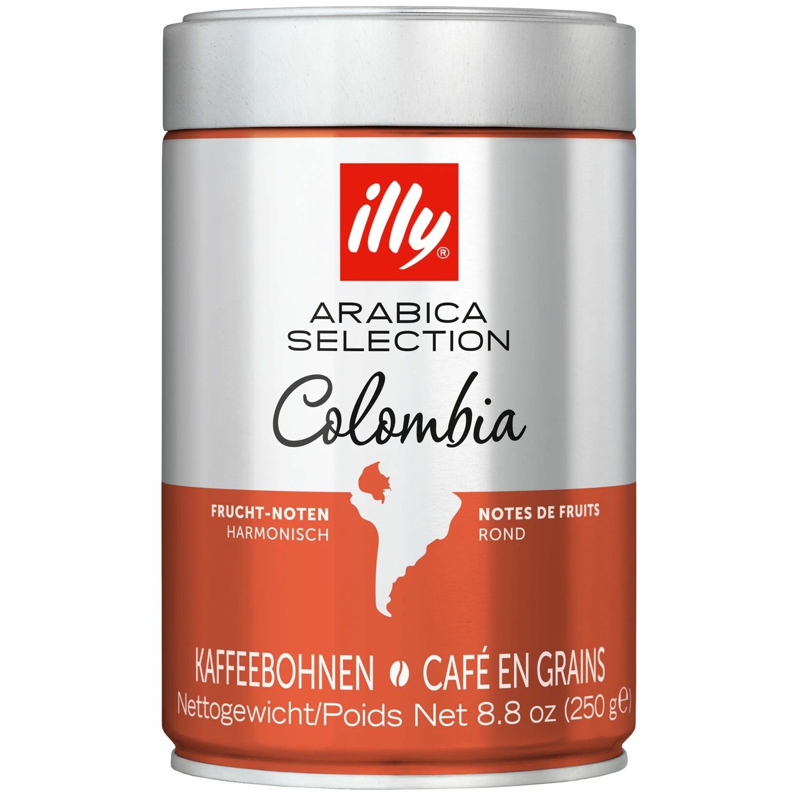 Кофе в зёрнах ILLY 100% арабика из Колумбии средней обжарки, 250 гр ж/б