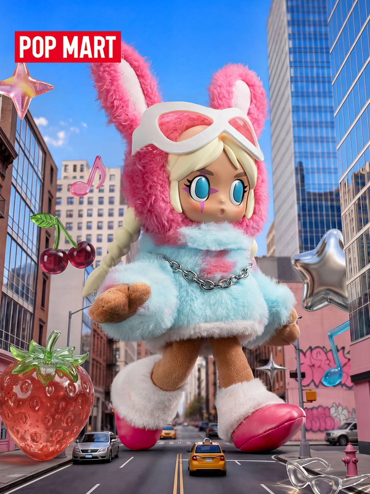 Плюшевые игрушки POP MART Peach Riot Fruit Punch Series Plush Doll Pendant-Poppy,20 cm