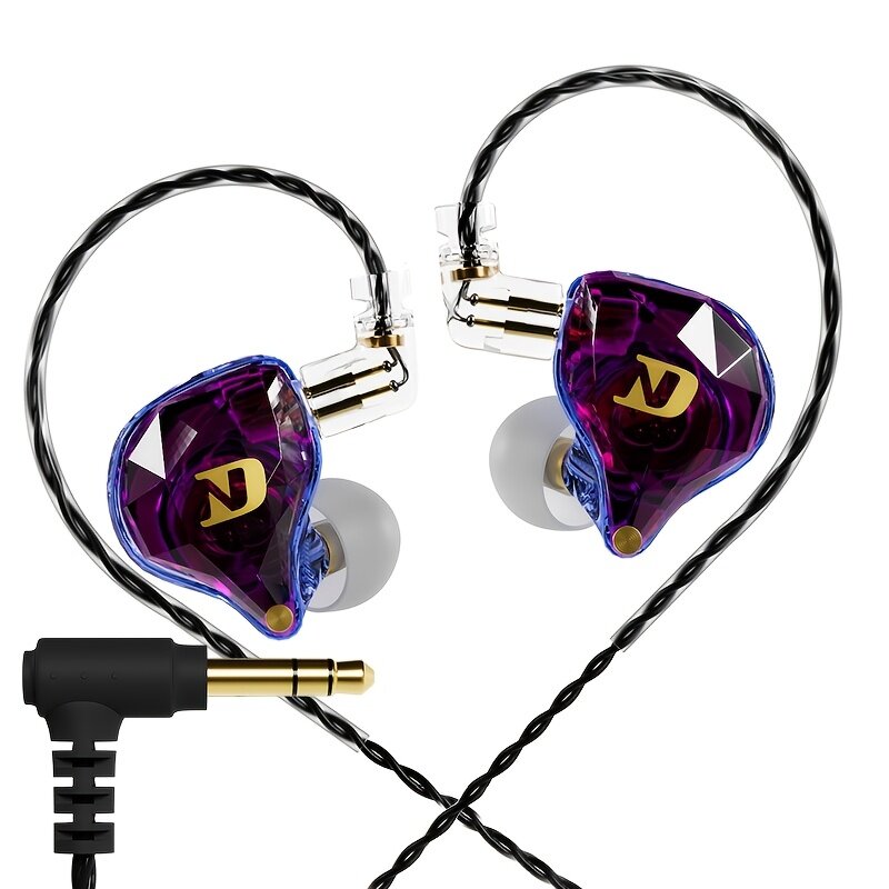 Проводные внутриканальные наушники IEM HiFi полуоткрытые с 3.5 мм jack для игр и компьютера, для музыкантов, без микрофона, цветные