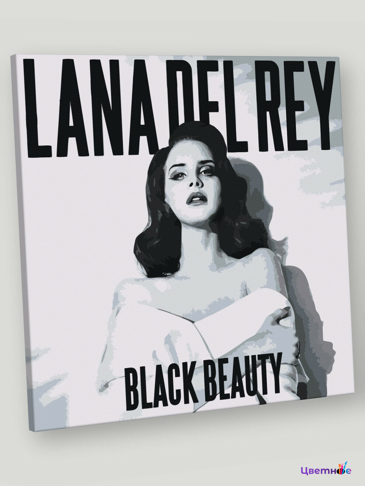Картина по номерам на холсте с подрамником "Lana Del Rey Лана Дель Рей: обложка чб" Раскраска 40x40 см, Музыкант