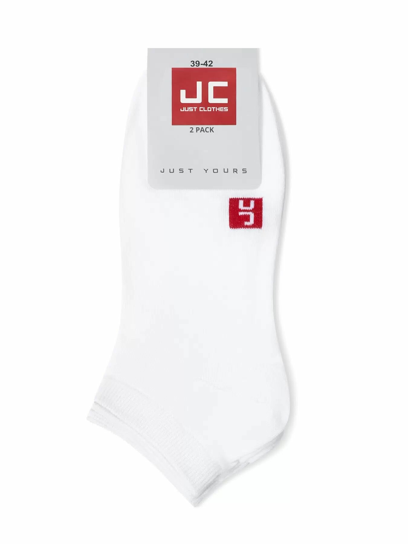 Носки JUST CLOTHES, комплект, 2 пары, размер 43-46, белый