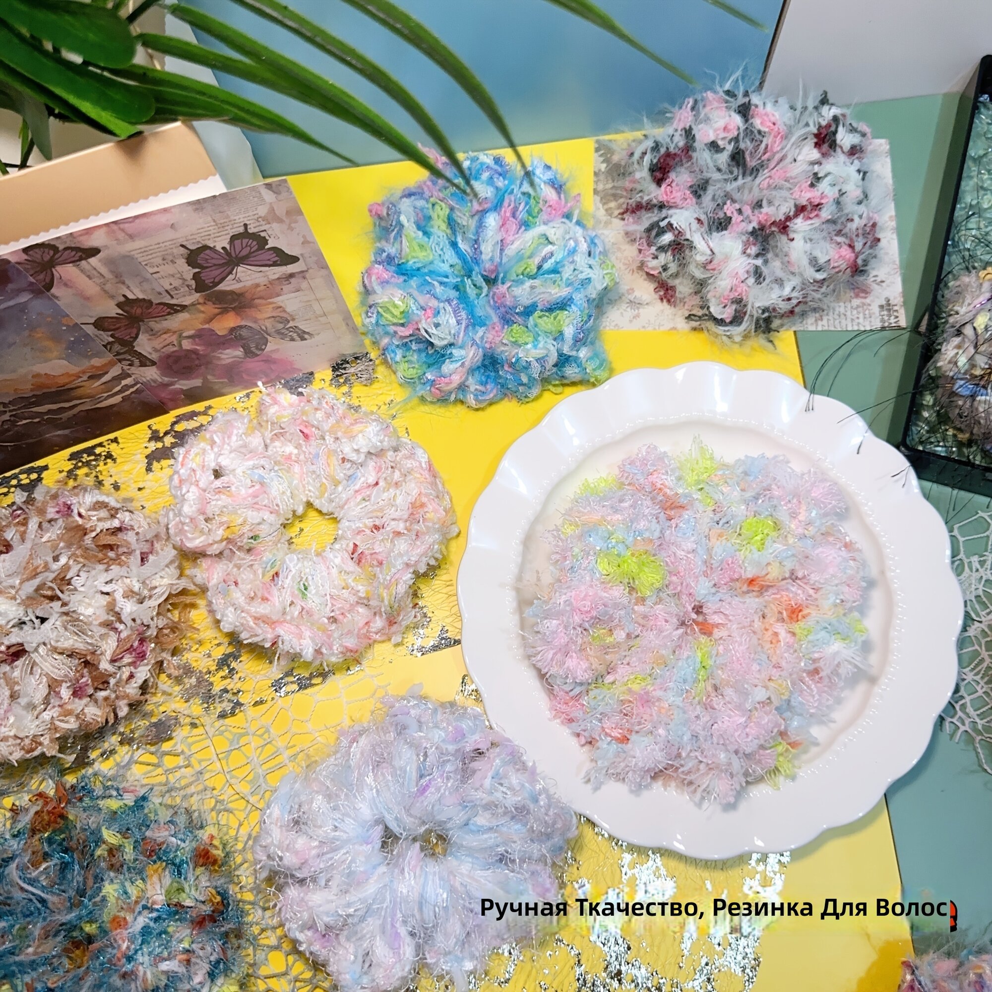 Вязаная крючком резинка для волос скранчи из толстой пряжи, цвет Blush Pink, одиночная упаковка