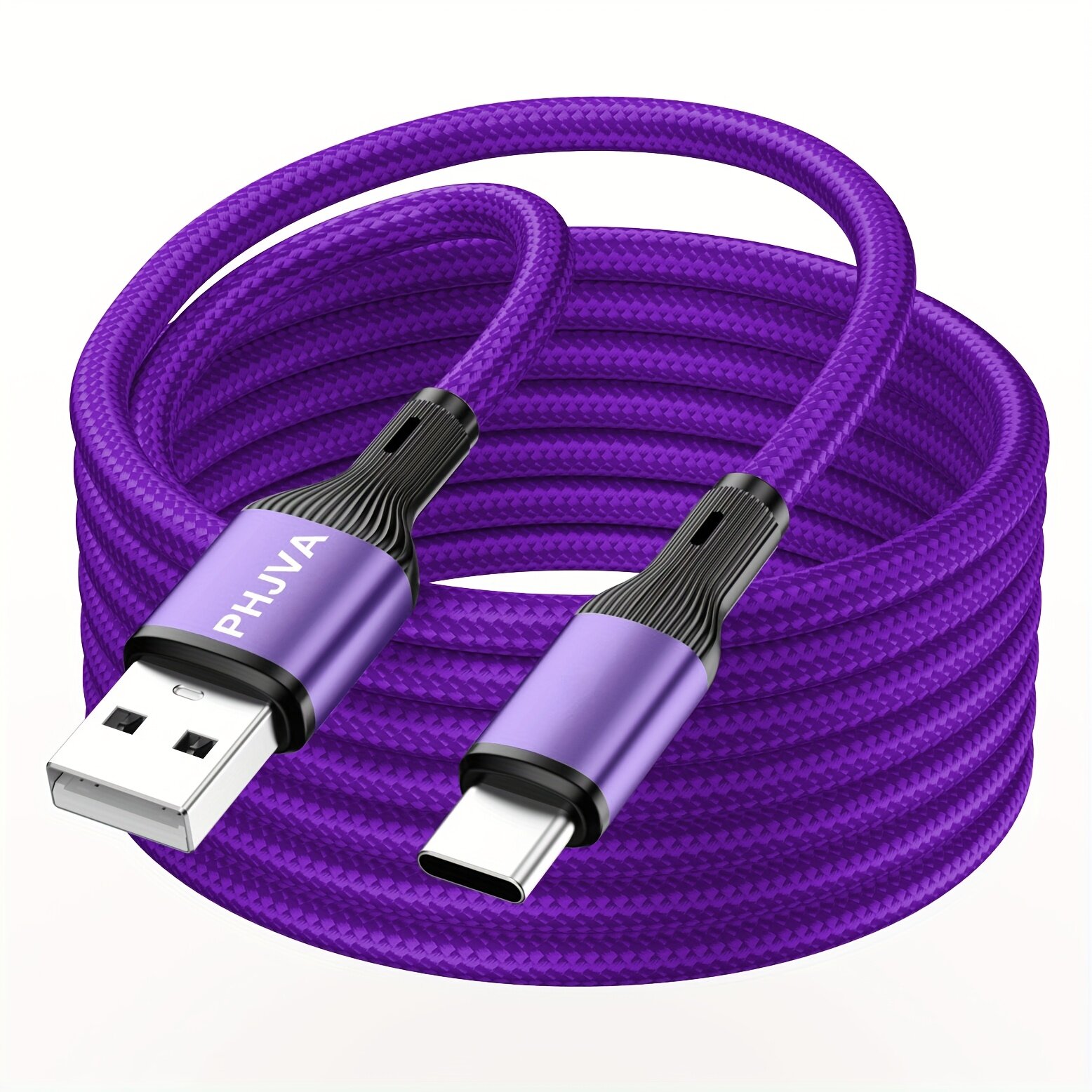 USB-C кабель для быстрой зарядки и синхронизации данных, 3м, фиолетовый, совместим с Samsung, Xiaomi, Redmi, Huawei, OPPO, Android с Type-C, iPhone 15/16 Pro/Plus/Pro Max, Macbook, iPad