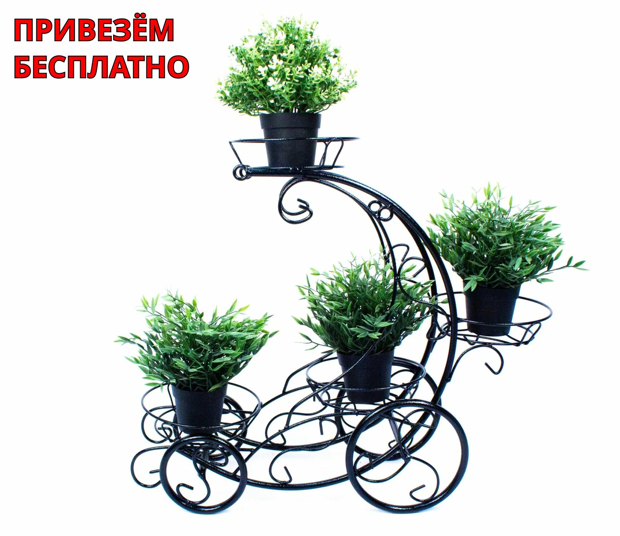 Цветочница кабриолет мини, чёрная