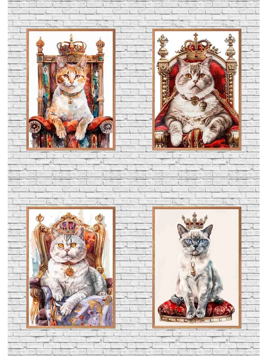 Кошка Бурмилла, король Англии, 4 Плаката, 30x21см
