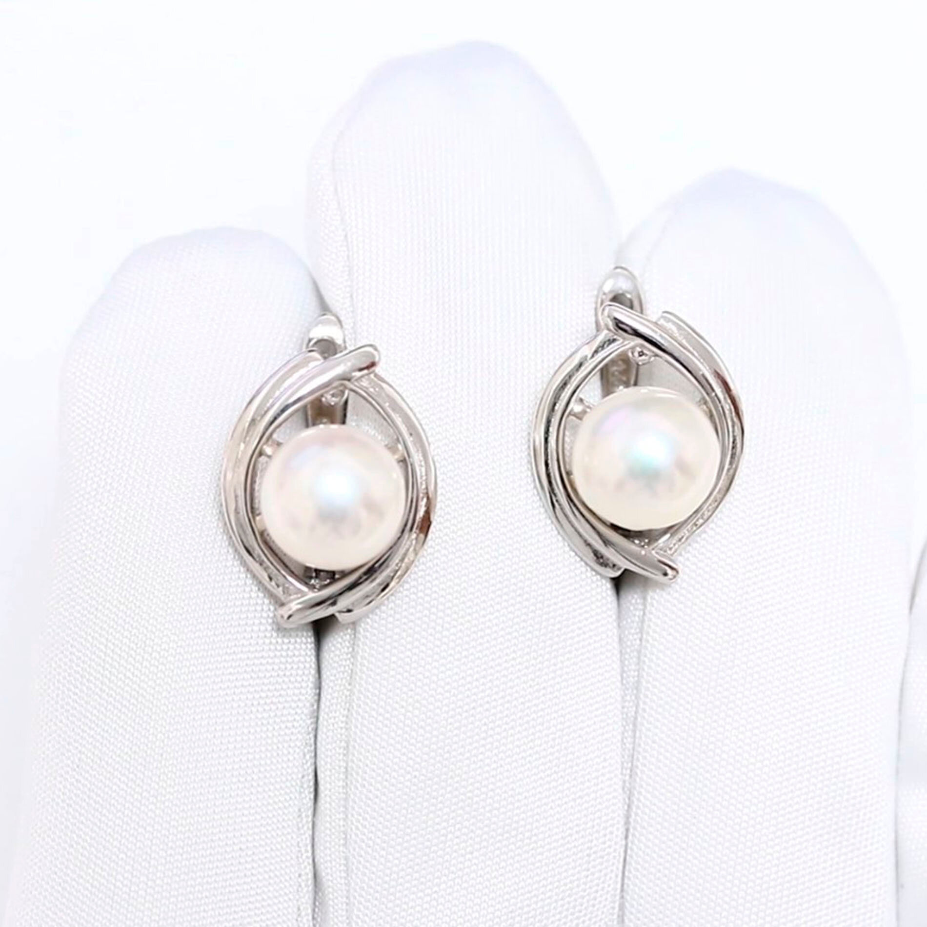 Серьги, серебро, 925 проба, родирование, жемчуг