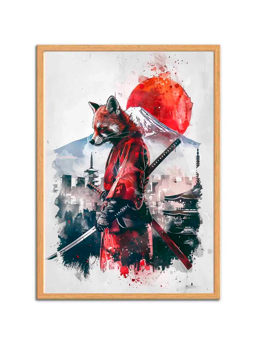 Куница-животное-самурай 5, Плакат 30x42см
