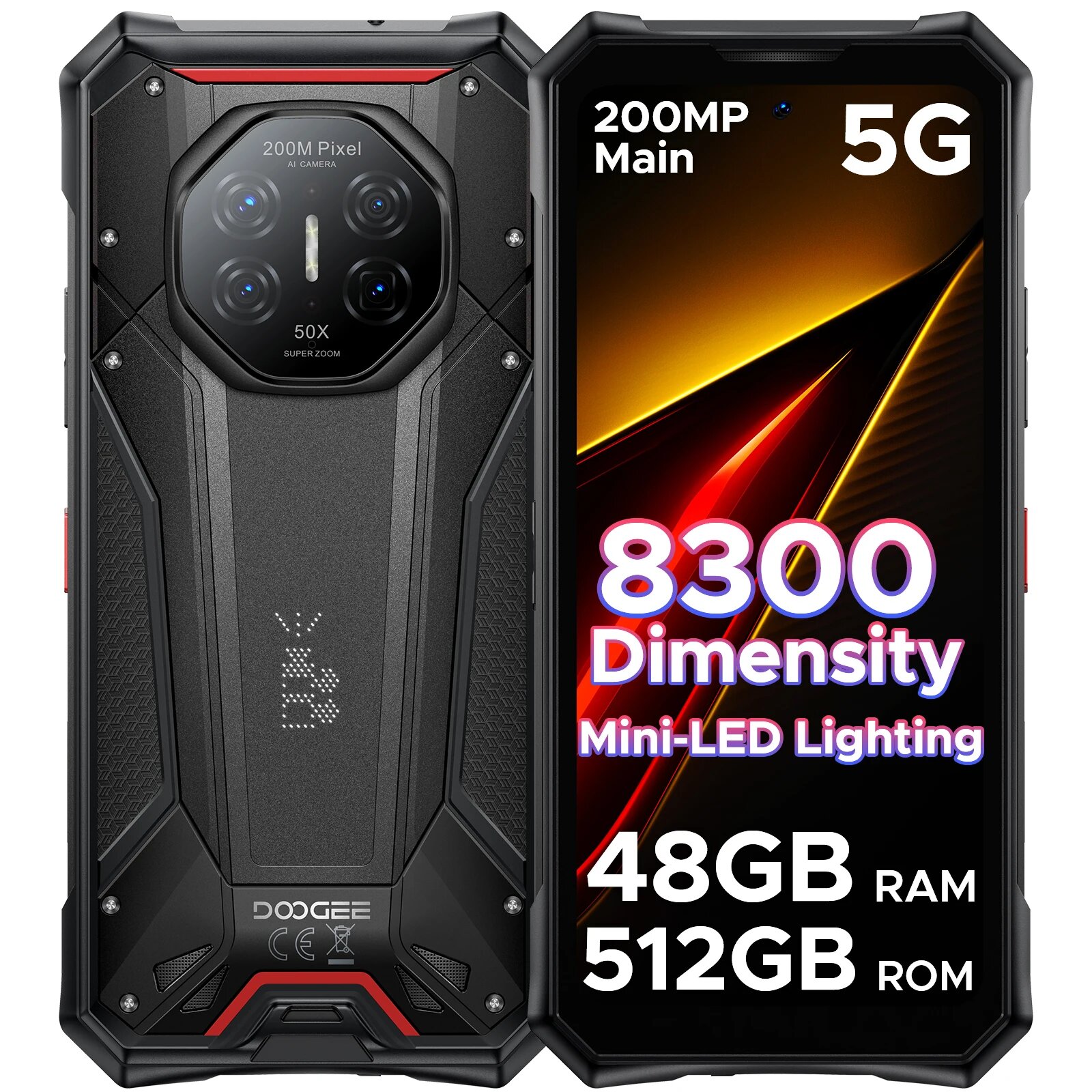 DOOGEE S300 Pro 5G защищенный телефон, 6,78-дюймовый экран, 11000 мАч, 48 (16+32) ГБ 512 ГБ, Android 16
