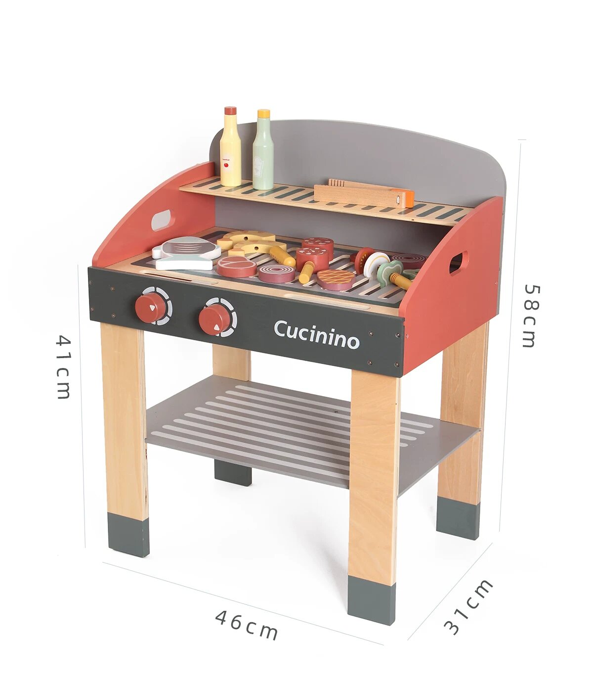 Деревянный игровой гриль Cucinino для малышей 3-6 лет, симуляция готовки, игрушка для мальчиков и девочек
