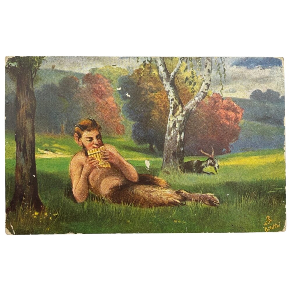 Почтовая открытка "Фавн - Oilette" 1905-1920 гг. Raphael Tuck & Sons. Великобритания