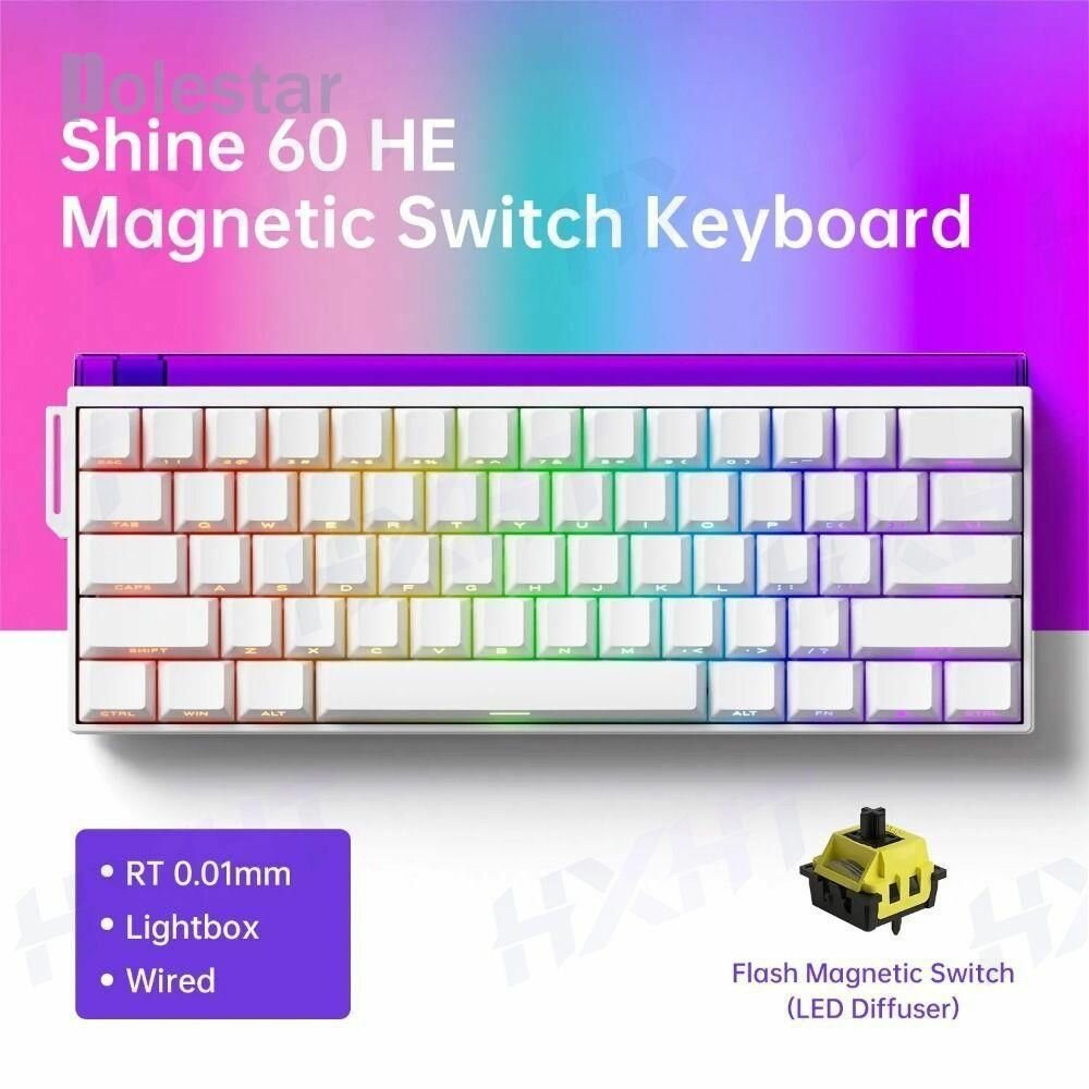 Клавиатура Veekos Shine60 HE 60% AGRB с магнитным переключателем Lightbox RT0.01mm 8K Type-C, проводная Киберспортивная игровая клавиатура