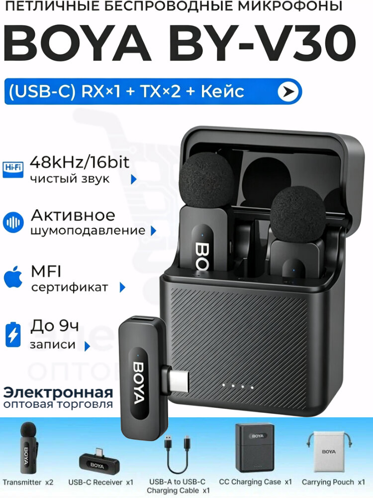 BOYA BY-V30 Mini Беспроводной Петличный Микрофон Для Видеоинтервью В Прямом Эфире Видеоблога