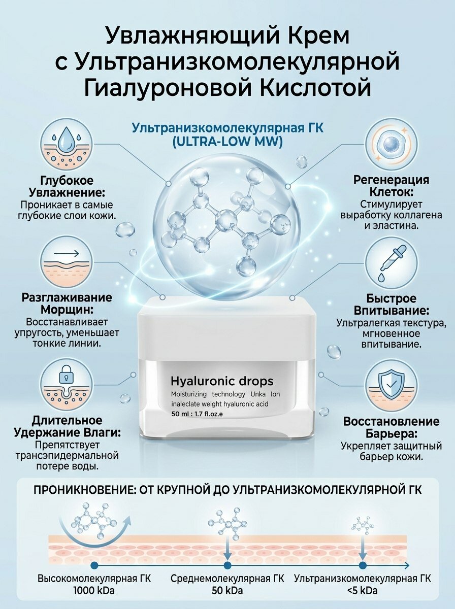 Fusion Meso Hyaluronic Drops Увлажняющий крем с технологией Water Drop, 50 мл