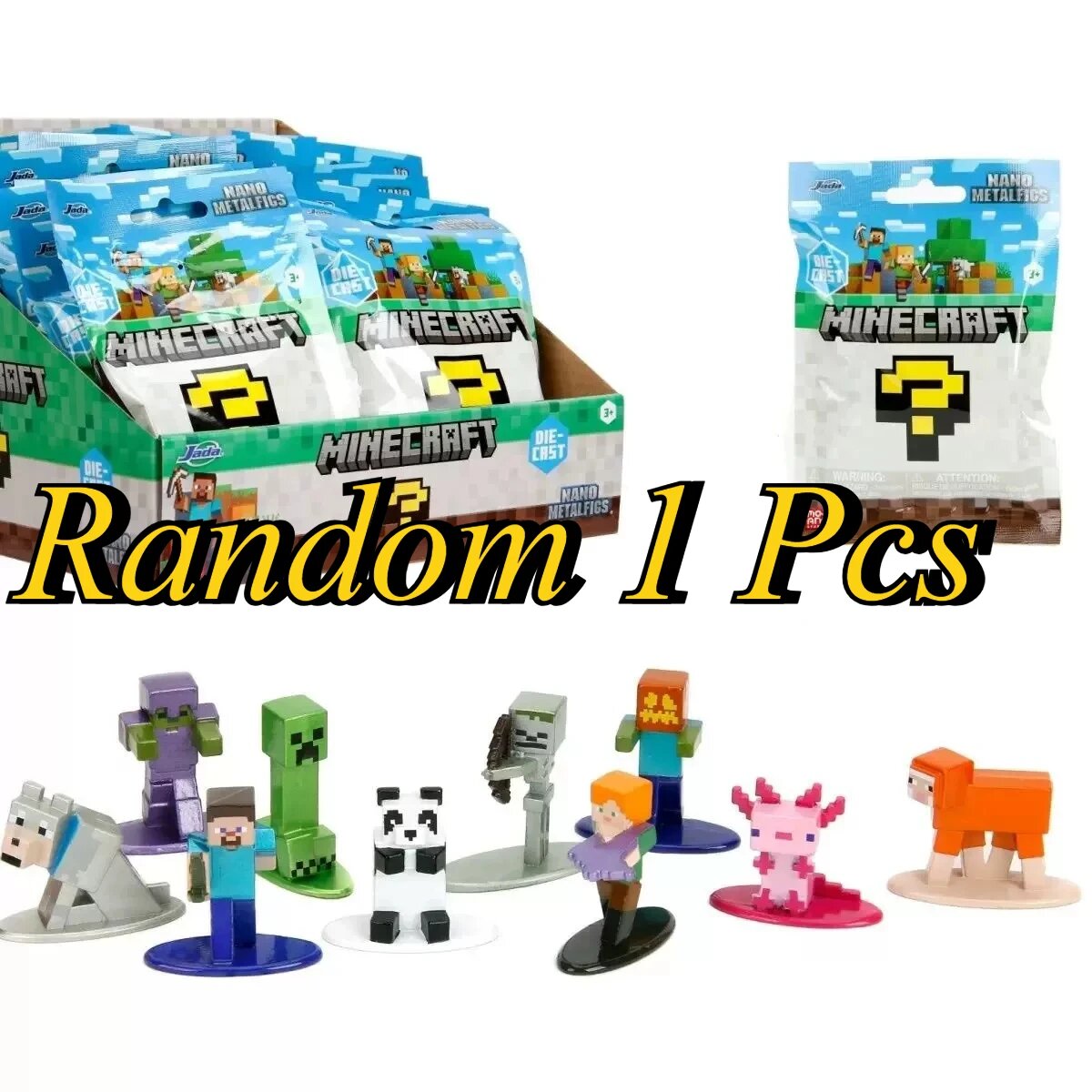 Металлические фигурки Jada Minecraft Стив, Эндермен, Крипер, Вайр Random 1 Pcs