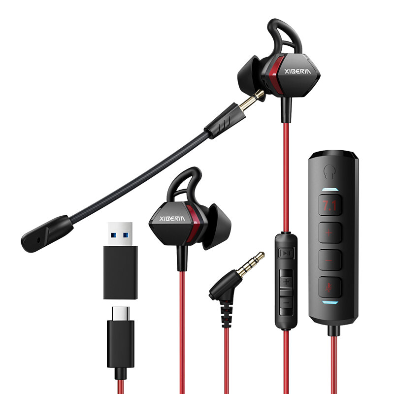 Наушники унисекс XIBERIA MG-2S Combat Red[Sound Cards Edition], проводные игровые, с микрофоном