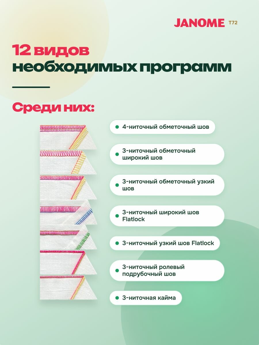 Оверлок швейный бытовой Janome T 72/ для дома/ 3/4-ниточный — фото 1
